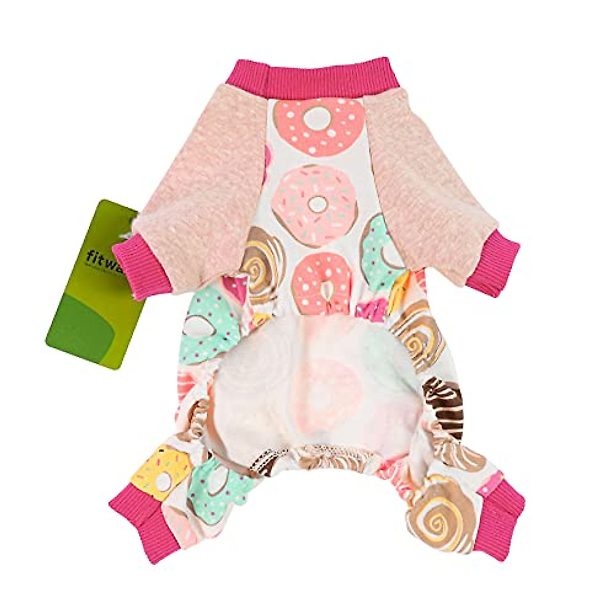 Fitwarm Sweet Donut Dog Pajamas, Cute Dog Clothes for Small Dogs Girl, Pet Onesie Cat Clothing, 100% Breathable Cotton, Pink, Medium
