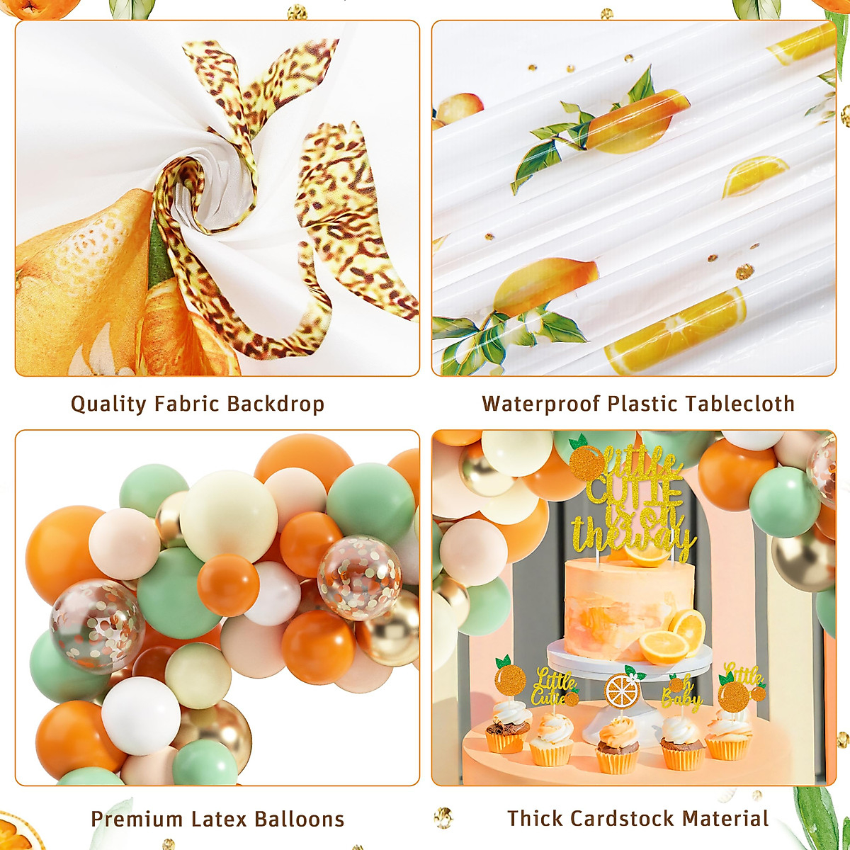 Little Cutie Baby Shower Decoration Cuties Orange Theme Birthday Party Supplies A Little Cutie is On The Way Backdrop Tablecloth Baby Boxes Balloon Garland for Tangerine Fruit 1st Baby Shower (Orange)