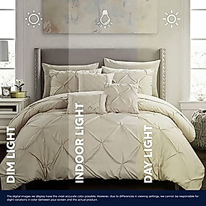 Chic Home 10 Piece Hannah Pinch Pleated, ruffled and pleated complete King Bed In a Bag Comforter Set Silver With sheet set