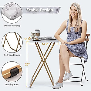 HUANUO Folding TV Tray Table -Stable Tray Table with No Assembly Required, TV Dinner Tray for Eating, Foldable Snack Tables for Bed & Sofa (Marbling)