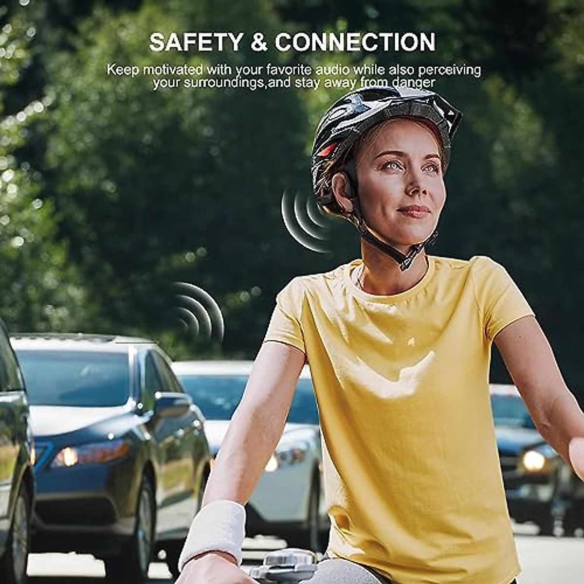 Qaekie Bone Conduction Headphones - Bluetooth 5.3 Open Ear Headphones with HD Mic,12hrs Playtime Deep Bass Sport Wireless Headphones,Sweatproof Bone Headphones for Running,Cycling,Hiking,Driving