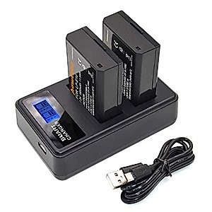 Powtree LP-E10 2 Pack Replacement Battery and LCD Dual Charger Compatible with Canon EOS Rebel T6,T7,T3,T5, T100, 4000D,3000D,2000D,1500D,1300D,1200D,1100D Digital Cameras(Not for T3i T5i T6i T6s T7i)
