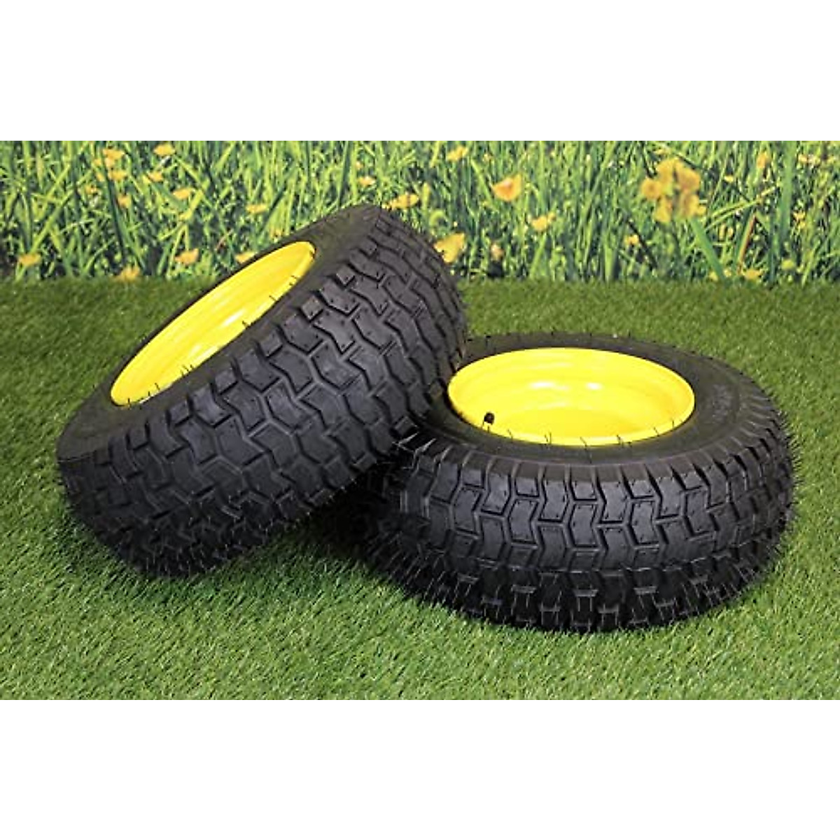 (Set of 2) 16x6.50-8 Tires & Wheels 4 Ply for Lawn & Garden Mower Turf Tires .75" Bearing. (Because we supply a precision ball bearing the shaft must be clean and straight for them to fit properly)