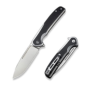 CIVIVI Voltaic Folding Knife 3.48-in Silver Bead Blasted 14C28N Blade Stainless Steel Handle with G10 Inlay Nested Frame Lock Pocket Knife EDC Knife C20060-2