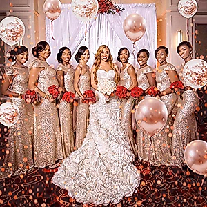 12 Inch Rose Gold Metallic Chrome Balloons,50 Pack Rose Gold Confetti Balloons,Premium Latex Party Balloons With Ribbon for Birthday, Wedding, Baby Shower, Anniversary Party Decorations