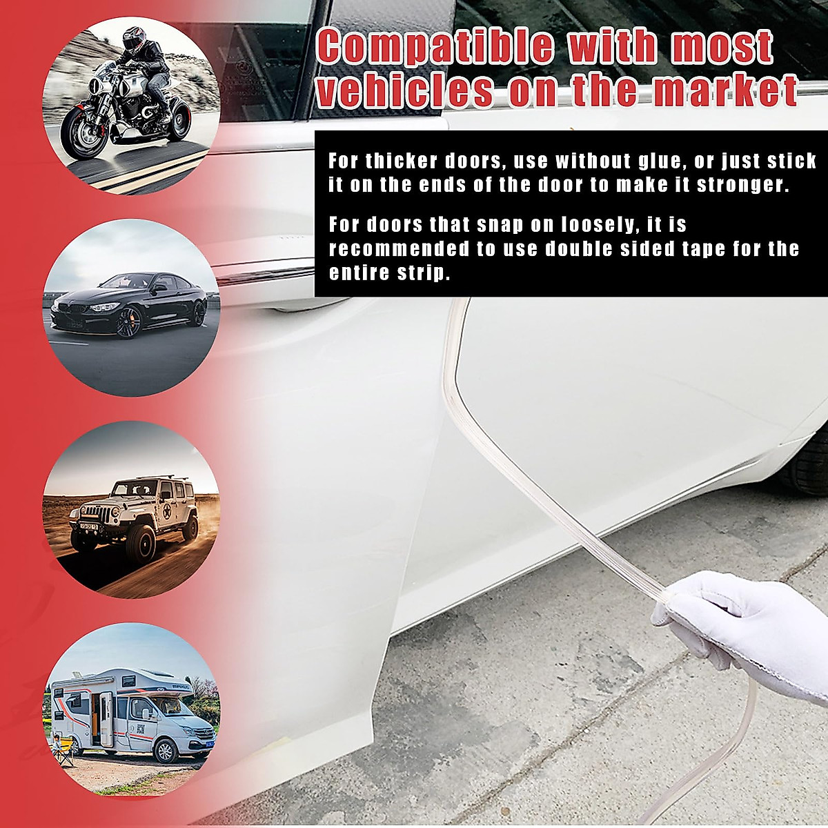 Ziciner Car Door Edge Guards, 16Ft (5M) Auto Edge Trim Rubber Seal Protector with U Shape, Automotive Anti-Collision Door Entry Trim Molding Protection, Universal Fit for Most Car (Transparent White)