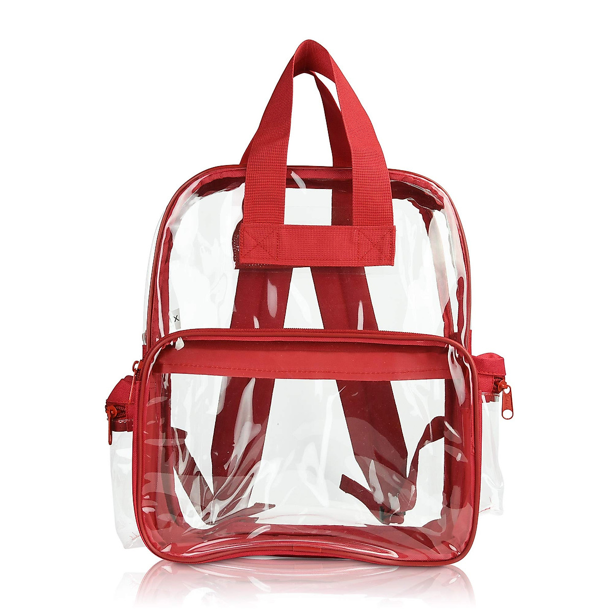 DALIX Clear Backpack Bags Smooth Plastic in Red