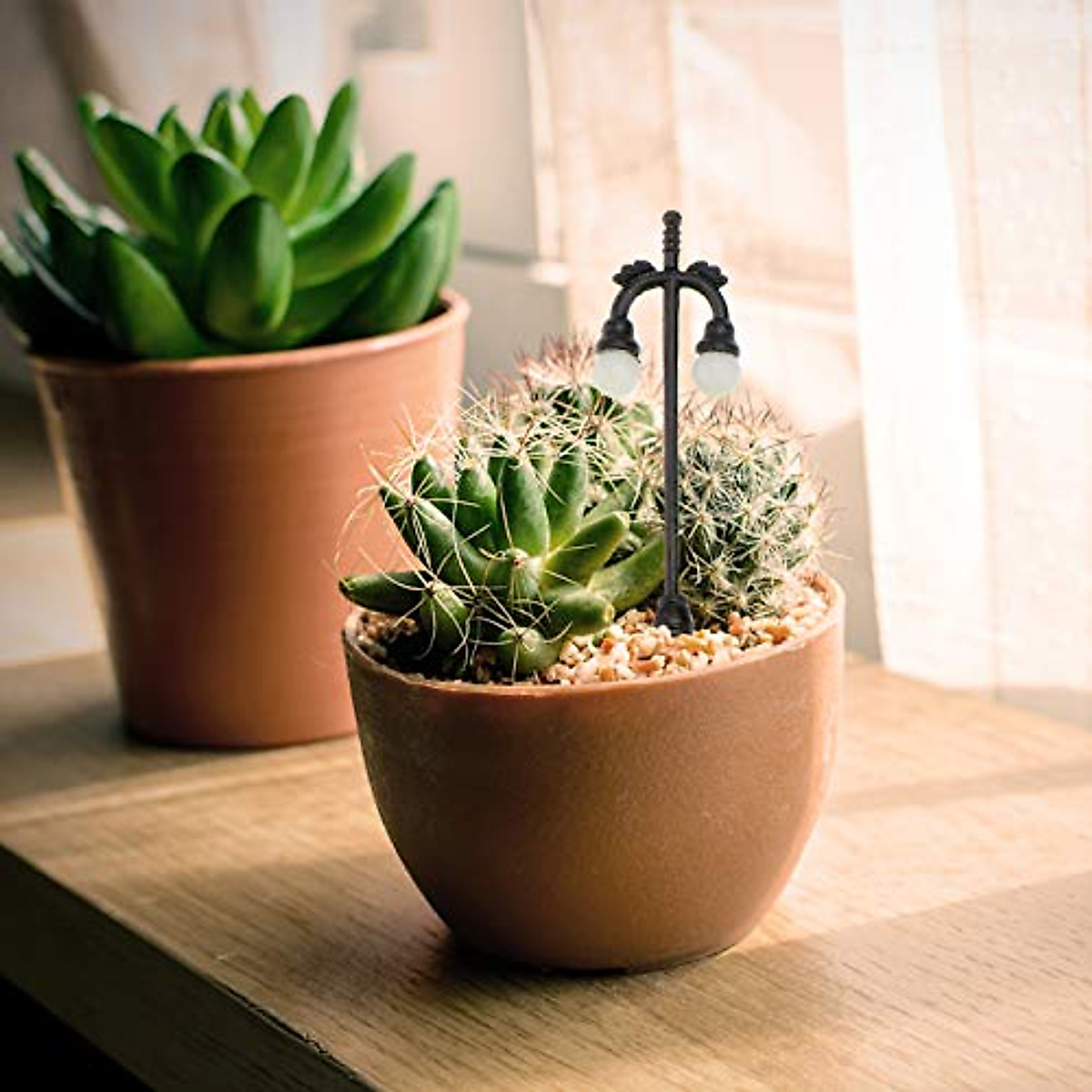 Cabilock 8pcs Mini Street Light Model Solar Lamp Post Street Lights Microscopic Model Lights for Miniature Dollhouse Micro Landscape Fairy Garden Accessories Black