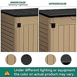 YITAHOME Outdoor Horizontal Storage Sheds w/o Shelf, Weather Resistant Resin Tool Shed, Multi-Opening Door for Easy Storage of Bike, Trash Cans, Garden Tools, 35 cu ft, Waterproof, Lockable (Brown)