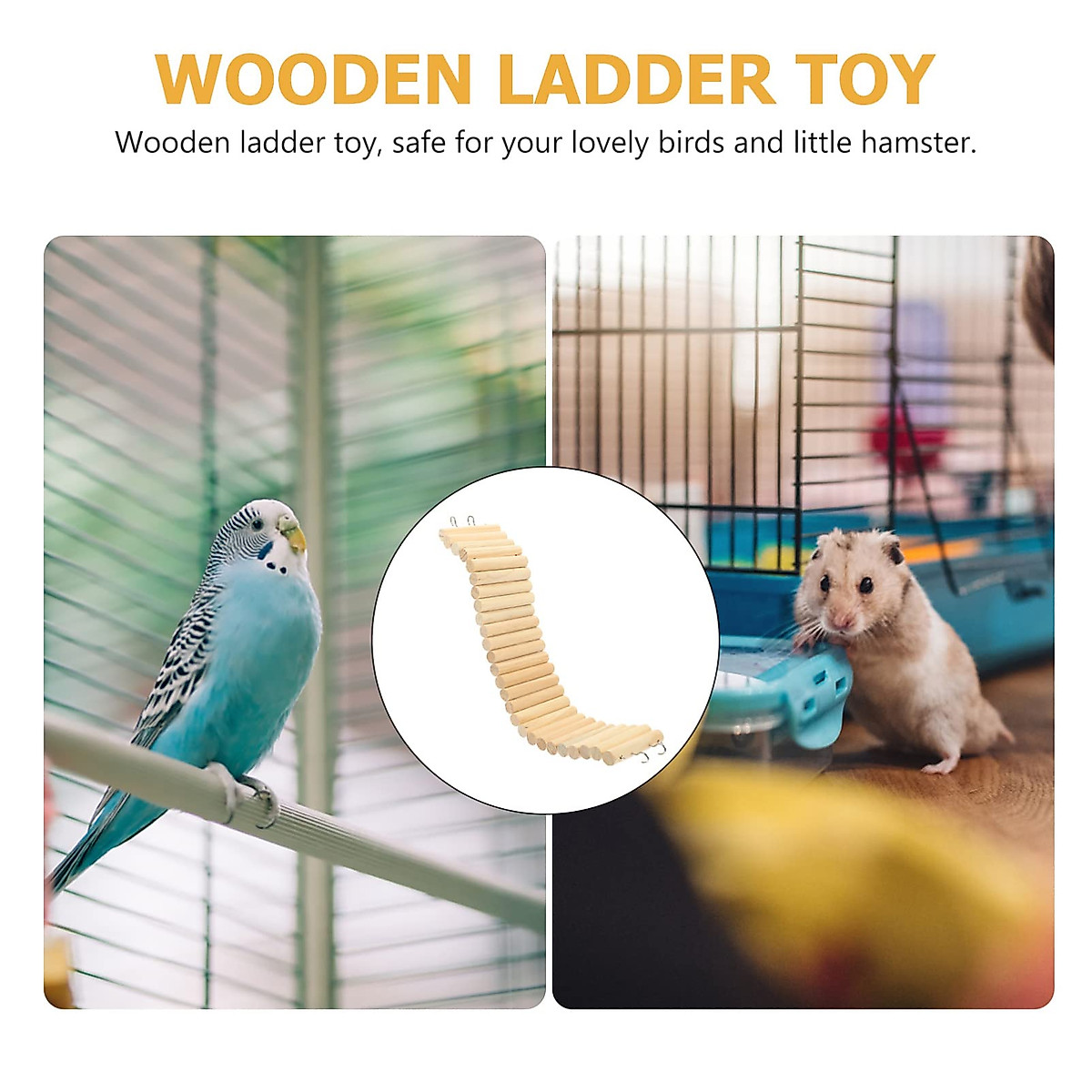 POPETPOP Guinea Pig Cages Hamster Wooden Ladder Hamster Climbing Toy Bendable with Hooks for Guinea Pig Small Pet Reptile Rat Gerbil Chinchilla Chipmunk Hedgehog Guinea Pig Hideout