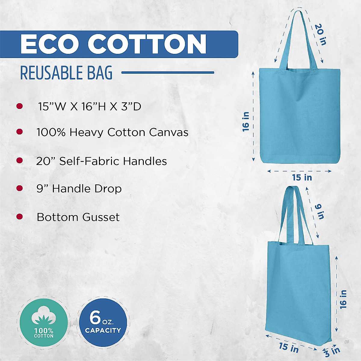 shop4ever John 3:16 Bible Verse Cross Christian Faith Eco Cotton Tote Reusable Shopping Bag 6 oz Turquoise 1 Pack