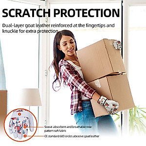 Vgo... 1Pair Gardening Gloves for Women, Goatskin leather Thorn Proof Working Gloves for Weeding, Digging, Raking, Pruning and Planting,Touchscreen (M,White,GA3561)