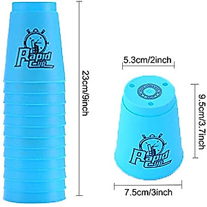 Tocypho 12 Pack Quick Stack Cups Set Plastic Sports Stacking Cups Training Game for Travel Party Challenge Competition (Blue)