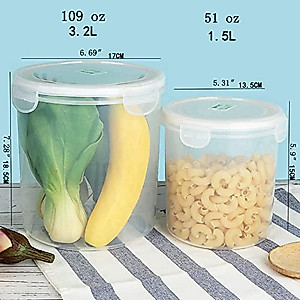 TIAN CHEN Reusable Soup Container with Lid Refrigerator, 2pcs Airtight Round Pickle Jar, Tall Bread Proofing Box, Commercial Storage Bulk Food Organization, Leak Proof, BPA Free (1pcs 50oz,1pcs 109oz)