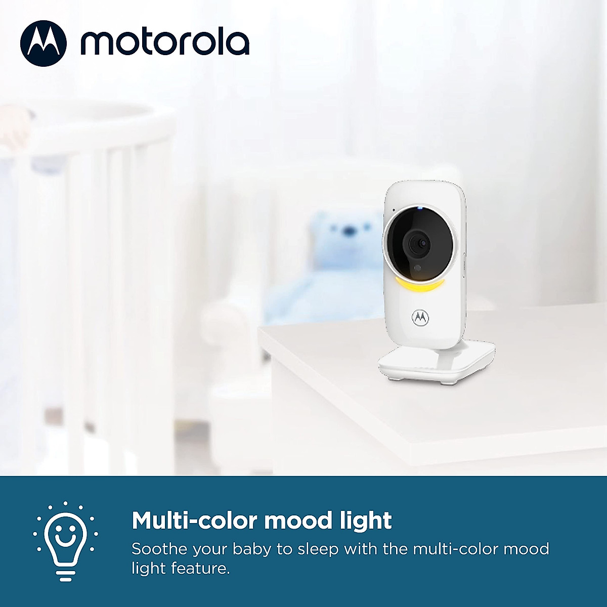 Motorola VM482 ANXL Indoor Video Baby Monitor W/Camera & Mood Light, 1000ft Range, 2.8" Color Screen, 1-Way Audio, Manual Pan/Tilt, Digital Zoom, Sound Level Indication, Night Vision