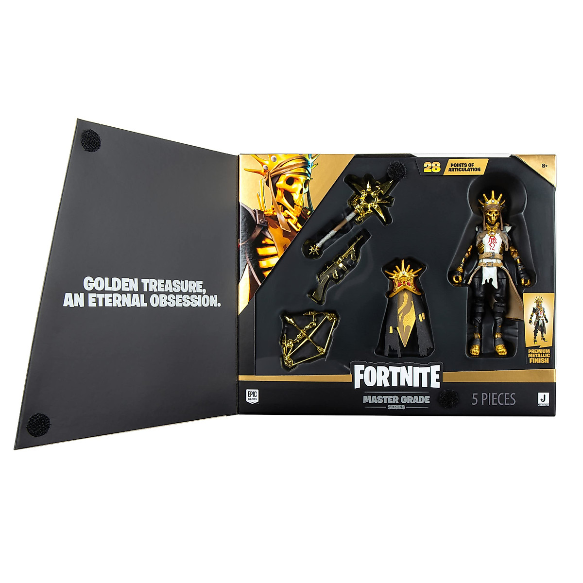 FORTNITE ORO (Master Grade) - 4-Inch Articulated Figure with Back Bling, Harvesting Tool, and Weapons