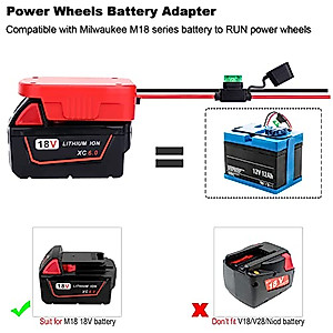 Biswaye 2-Pack Power Wheels Adapter Compatible with Milwaukee M18 18V Battery for Ride on Toys Rc Car Dune Racer Truck or Robotics or DIY Use, Converter with Fuses & Wire Terminals