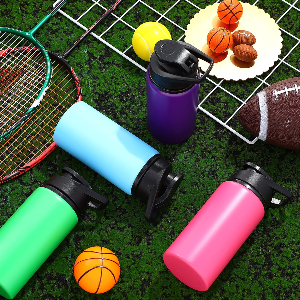 Eaasty 16 Pcs 17 oz Aluminum Water Bottle Bulk Multicolor Reusable Sports Bottle with Snap Lids Multipack Vacuum Water Flask for Travel Camping, Picnics, Gym, Hiking, Cycling, Fishing