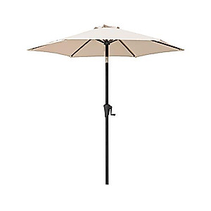 C-Hopetree 7.5 ft Outdoor Patio Market Table Umbrella with Tilt, Beige
