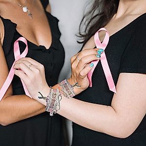 Breast Cancer Gifts Bracelets for Women Inspirational Bracelets, Pink Ribbon Survivor Bracelet, Motivational Encouragement Inspirational Gifts for Women Best Friend Sister Mom