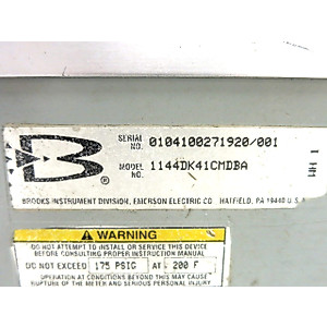 Brooks Instruments 1144DK41CMDBA Flow Meter 1144 Full-View Glass Tube