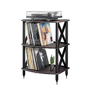 Pangea Audio Vulcan TT LP Record Player Turntable Stand Rack with Vinyl Storage Espresso