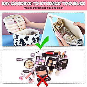 6 Pieces Makeup Bag Set Travel Cosmetic Bag Cow Print Makeup Bag Gifts for Women Bag Organizer with zipper Portable Makeup Case Cute Toiletry Bags Pouch Bags PU Leather Washable Waterproof