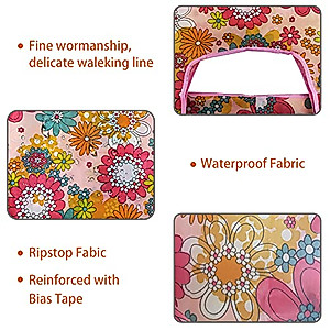 DZH Enjoy 10 Pack Cute Floral Leaves Print Reusable Grocery Bags Portable Foldable Shopping Bag Eco-friendly Shopping Tote with Hook,Medium