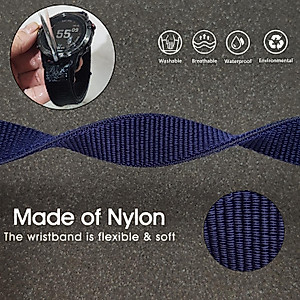 Abanen Hook and Loop Quick Dry Watch Band for Fenix 7X / Fenix 6X / Fenix 5X, 26mm Woven Nylon Ultralight Sport Wristband Strap for Garmin Fenix 6X Pro/Sapphire,Fenix 5X Plus,Enduro (Dark Blue)