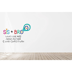 Kid's Siblings Wall Decals - SIS + BRO Only - Boys and Girls Wall Sticker Room Decor