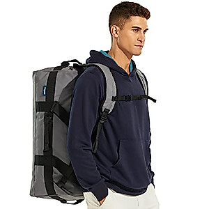 Nepest 60L Large Gym Duffle Bag for Men Travel Weekender Duffel Backpack Bags with Detachable Back Pack Straps for Traveling Overnight Camping Climb Sports, Heavy Duty and Water Resistant (Gray)