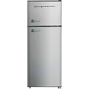 Frigidaire EFR751, 2 Door Apartment Size Refrigerator with Freezer, 7.2 cu ft, Platinum Series, Stainless Steel, 7.5 & Toshiba EM925A5A-SS Microwave Oven, 0.9 Cu. ft/900W, Stainless Steel