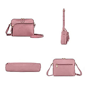 OB OURBAG Crossbody Purse for Women Ladies Lightweight Soft PU Leather Shoulder Bag Roomy Handbag Fashion Tote Shoulder Bags Pink