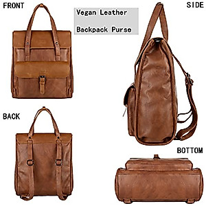 Leather Backpack Travel Backpack College Backpack Leather Backpack Purse for Women and Men BP-17 (Brown)