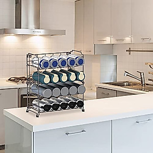 AULEDIO Water Bottle Organizer, 2-Pack 2 Tier Stackable Watre Bottle Holder, Adjustable Bottle Organizer, Brone