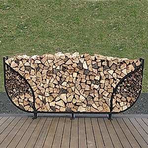 ShelterIt 24118 Curved Double Leaf Kindling Kit Log Rack, 8', Black