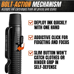 The Atomic Bear Stealth Pen Pro Tactical Pen for Self Defense - Enhanced Writing Survival Pen with Glass Breaker to Escape & Defend - Bonus Training to Protecting Yourself - Great Gift for Men