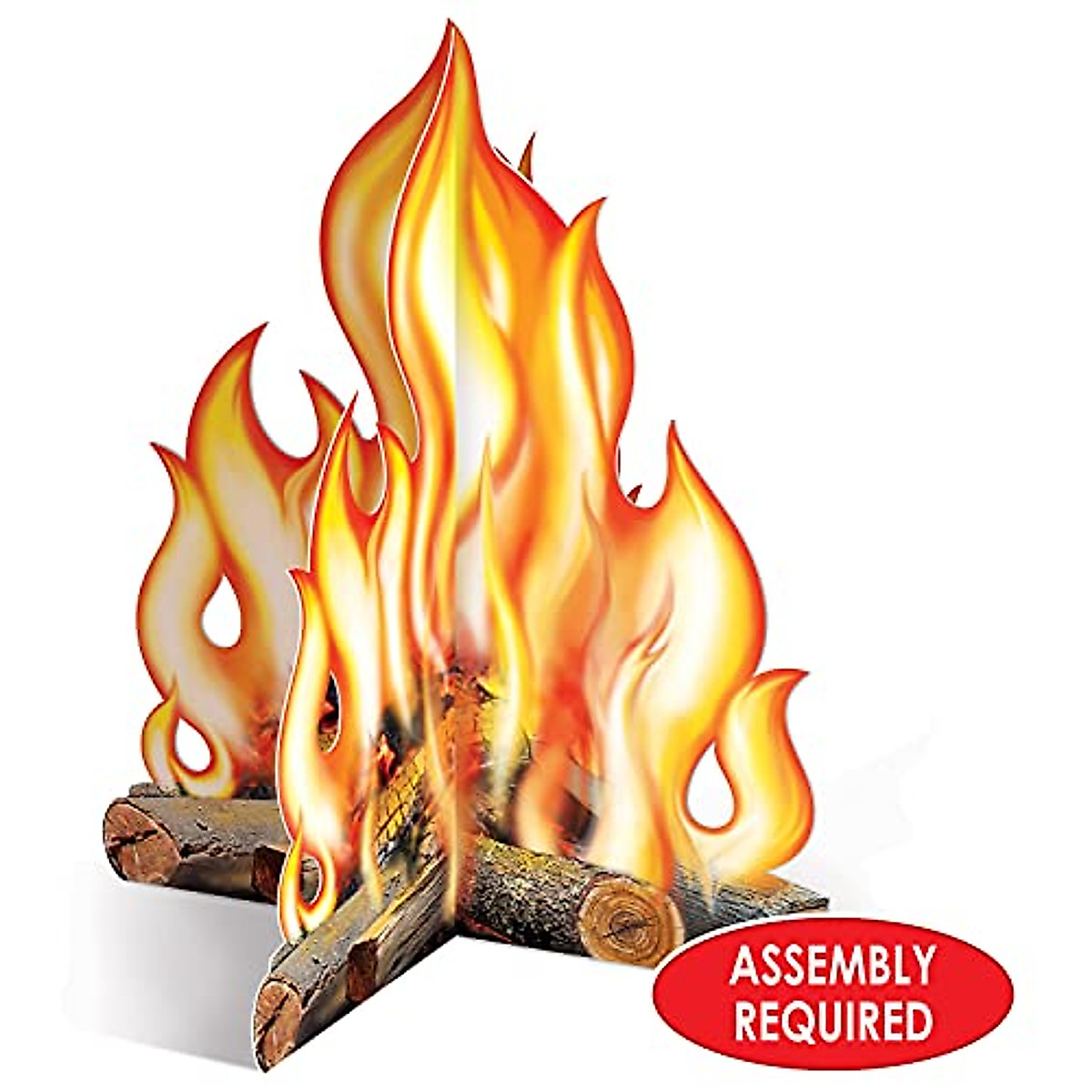 Beistle Three Dimensional Cardstock Paper Campfire Centerpiece Summer Camping Theme Western Party Decorations, 12", Brown/Orange/Yellow