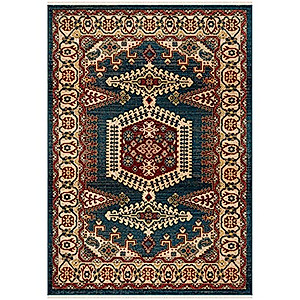 SAFAVIEH Kashan Collection 3'3" x 4'10" Red / Ivory KSN308Q Traditional Oriental Non-Shedding Living Room Bedroom Accent Rug