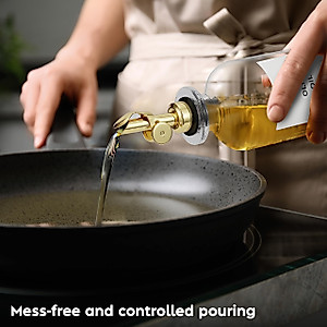 Spaceneat Olive Oil Dispenser Bottle for Kitchen, Coffee Syrup Dispenser - Elegant & Classy Olive Oil Bottles for Kitchen - Glass Cooking Oil Dispenser, Container, Cruet with Pourer Spout - 2pcs, Gold