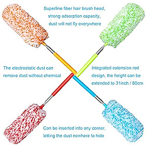 Tonmp 4 Pcs, [Microfiber] Hand [Duster] [Washable] Microfibre Cleaning Tool Extendable [Duster]s for Cleaning Office, Car, Computer, Air Condition
