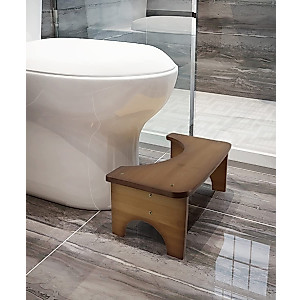 Squatting Toilet Stool for Adults, 6.5" Toilet Stool Squat Adult for Bathroom,Bamboo Potty Stool with Non-Slip Mat Toilet Step Stool - Halloween Decorations Healthy Gifts for Adults Kids Seniors.Brown