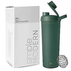 Simple Modern Plastic Protein Shaker Bottle with Ball 24oz | Shaker Cup for Protein Mixes, Shakes and Pre Workout | Rally Collection | Forest