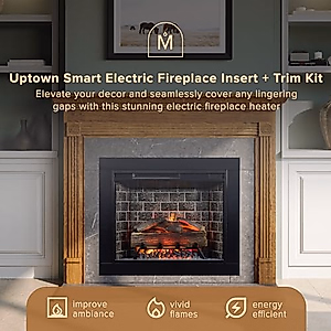Modern Ember Uptown - Smart Home Electric Fireplace Insert + Trim, 28” Electric Heater Heats up to 1,000 sq. ft., Wall Fireplace Electric with Remote Control for Heat Settings and Flame Colors