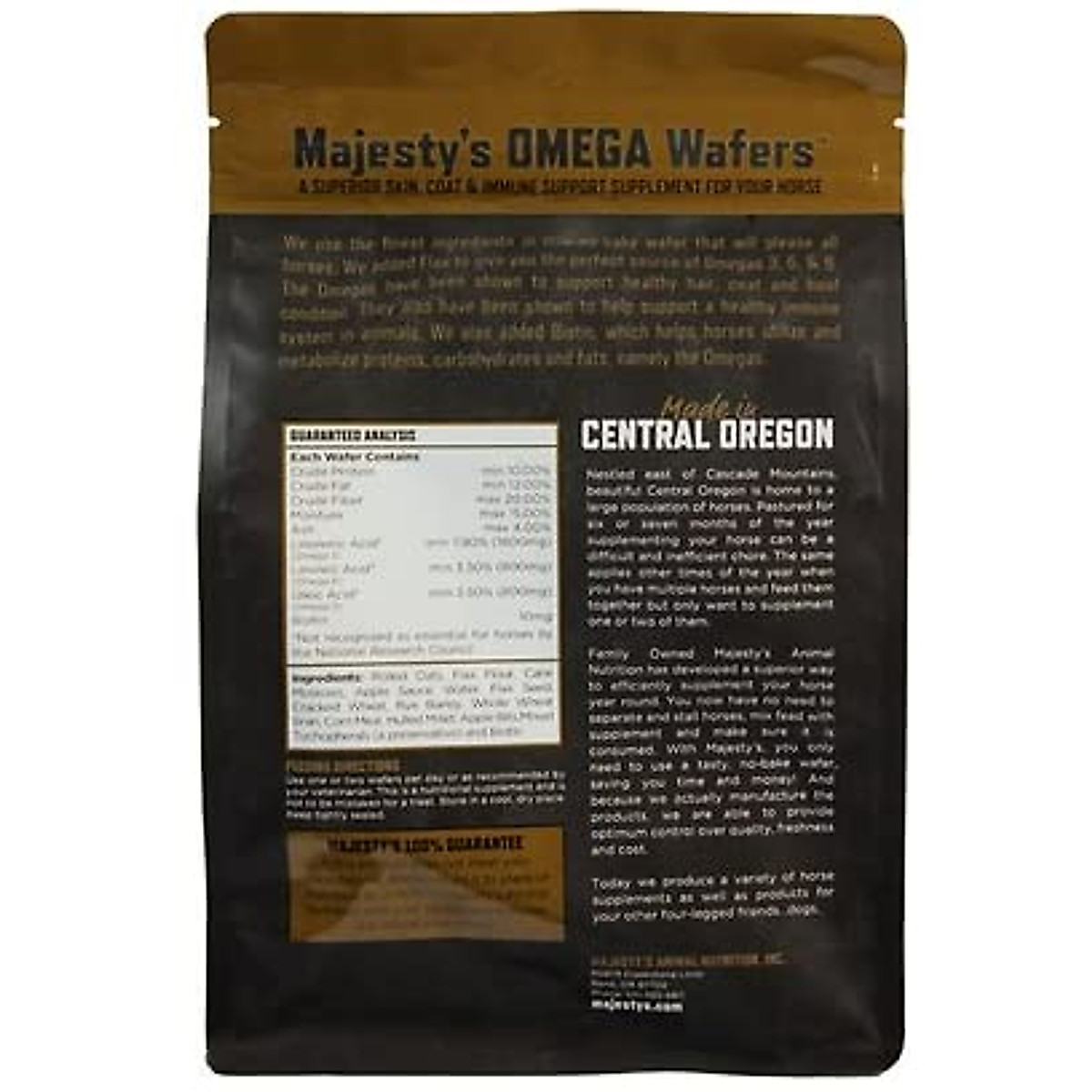 Majesty's Omega Wafers - Superior Horse / Equine Skin, Coat, and Immune Support Supplement - Omega 3, 6, 9, and Biotin - 30 Count (1 Month Supply)