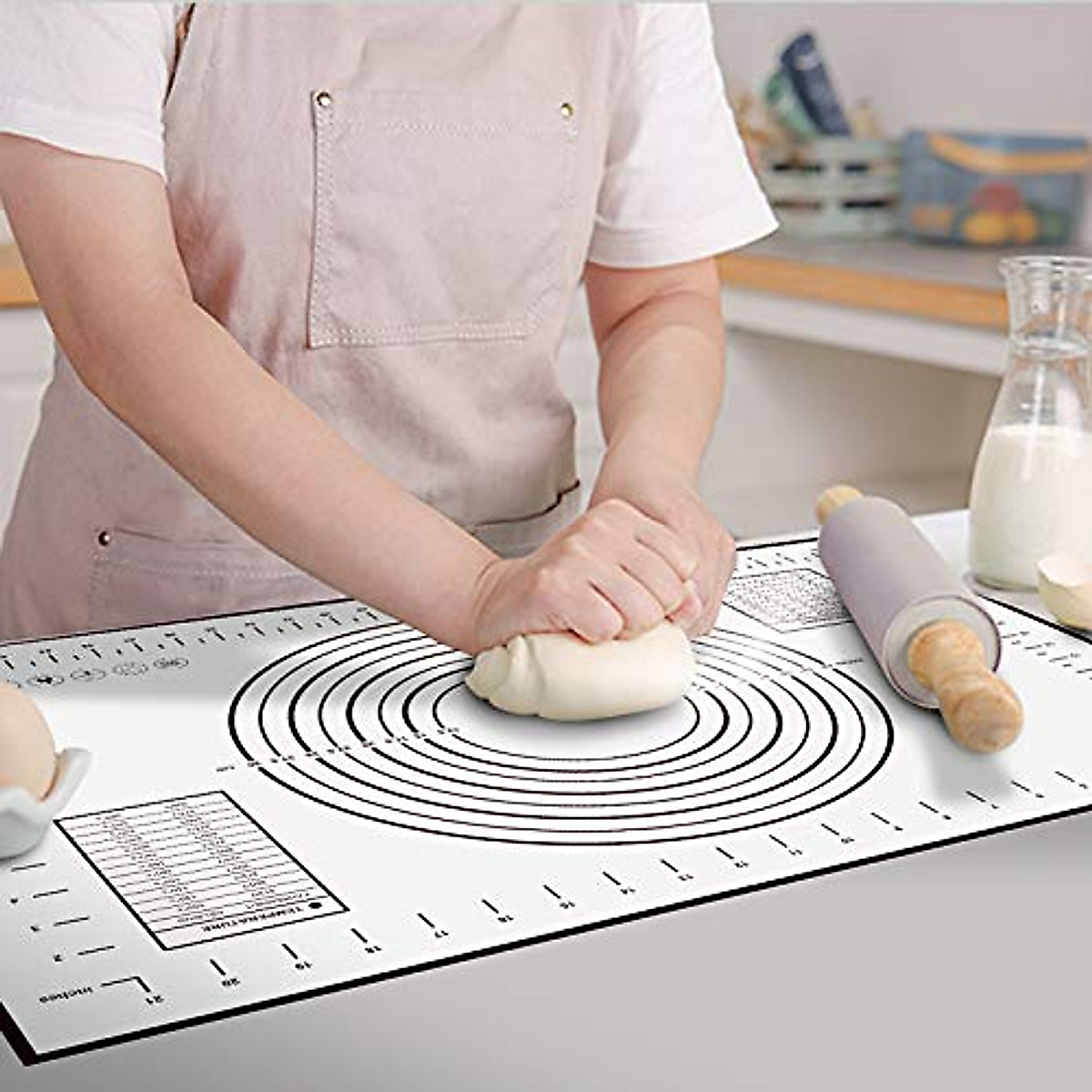 KUFUNG Silicone Baking Mats Non-Slip Pastry Mat Countertop Protector Fondant Mat for Rolling Dough Pie Crust Pizza and Cookies (24 x 16 Inch, Black)