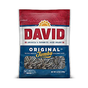 DAVID Roasted and Salted Original Jumbo Sunflower Seeds, 5.25 oz