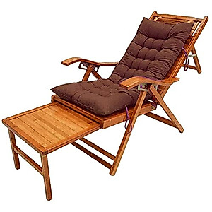 Lounge Chair, Patio Lounge Chairs Bamboo s,Durable Adjustable Deck Chairs,Wooden Outdoor s with Footrests and Mattresses,for Garden Courtyard Balcony