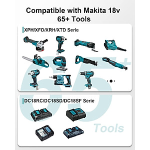 Amityke 6Pack Compatible with Makita18v Battery 5.0Ah, Replacement Battery for Makita with Power Indicator, BMS Safty System-for BL1830B, BL1815, BL1825, BL1835, BL1845