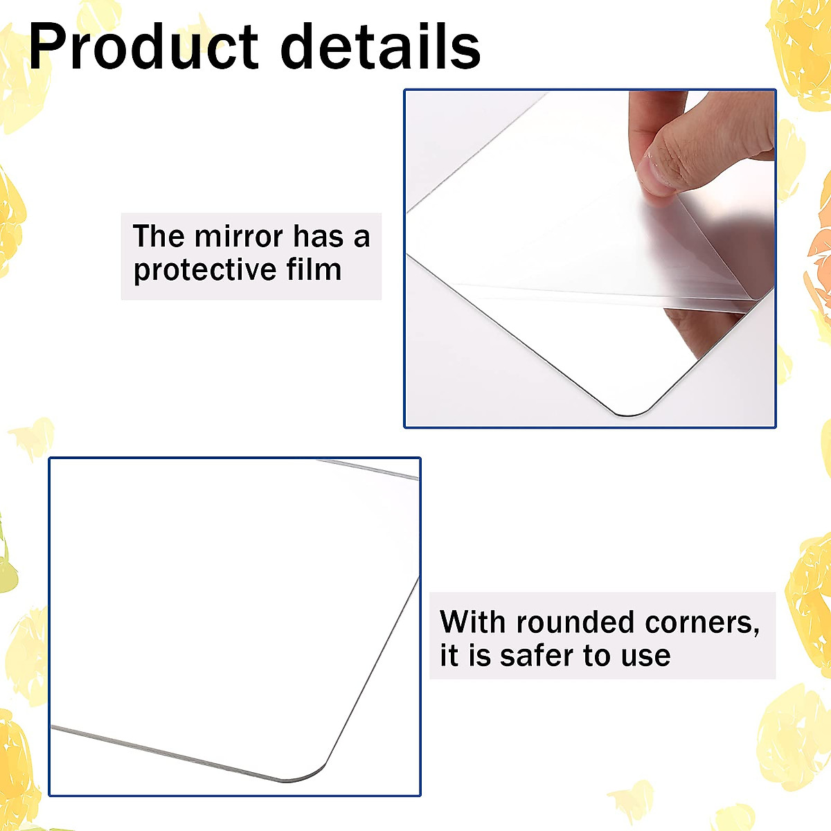 10 Pieces Plastic Mirror Acrylic Safety Mirror Sheets Non Glass Mirror Safety Mirrors for School Science Mirrors for Classroom Home, 6.3 x 3.94 Inch